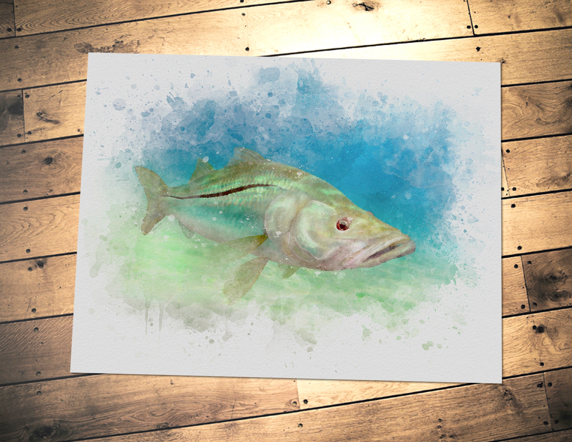 Snook Art Print Watercolor Style Wall Decor a Great Snook Fisherman ...