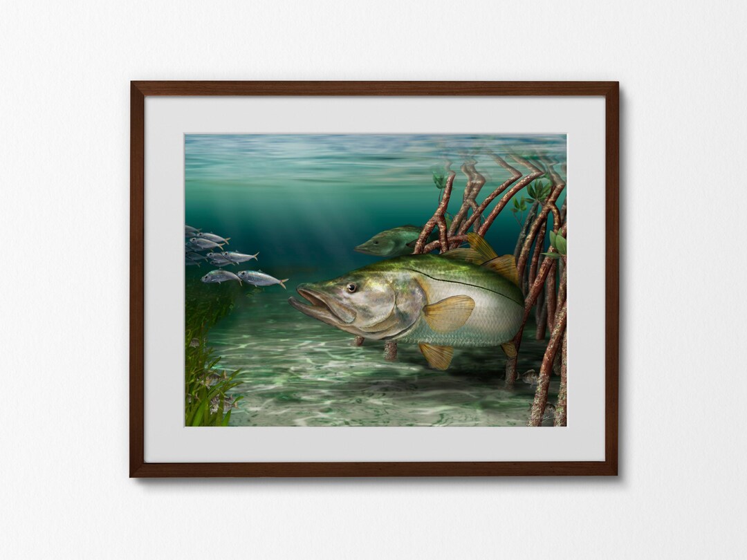 Snook Art Print Gift for Snook Fisherman. Snook Painting Handmade and ...