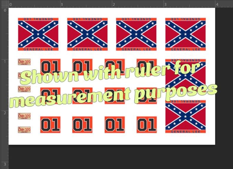 General Lee Waterslide Decals for Vintage 1969 Dodge Charger on White ...