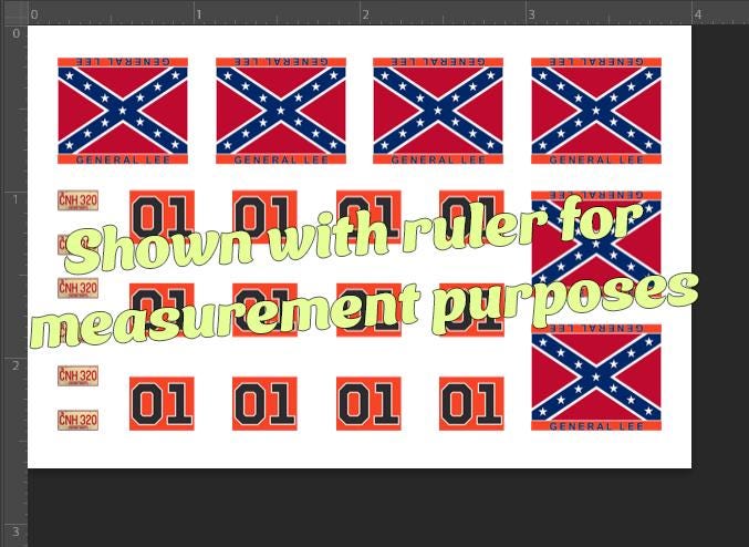 General Lee Waterslide Decals for Vintage 1969 Dodge Charger on White ...