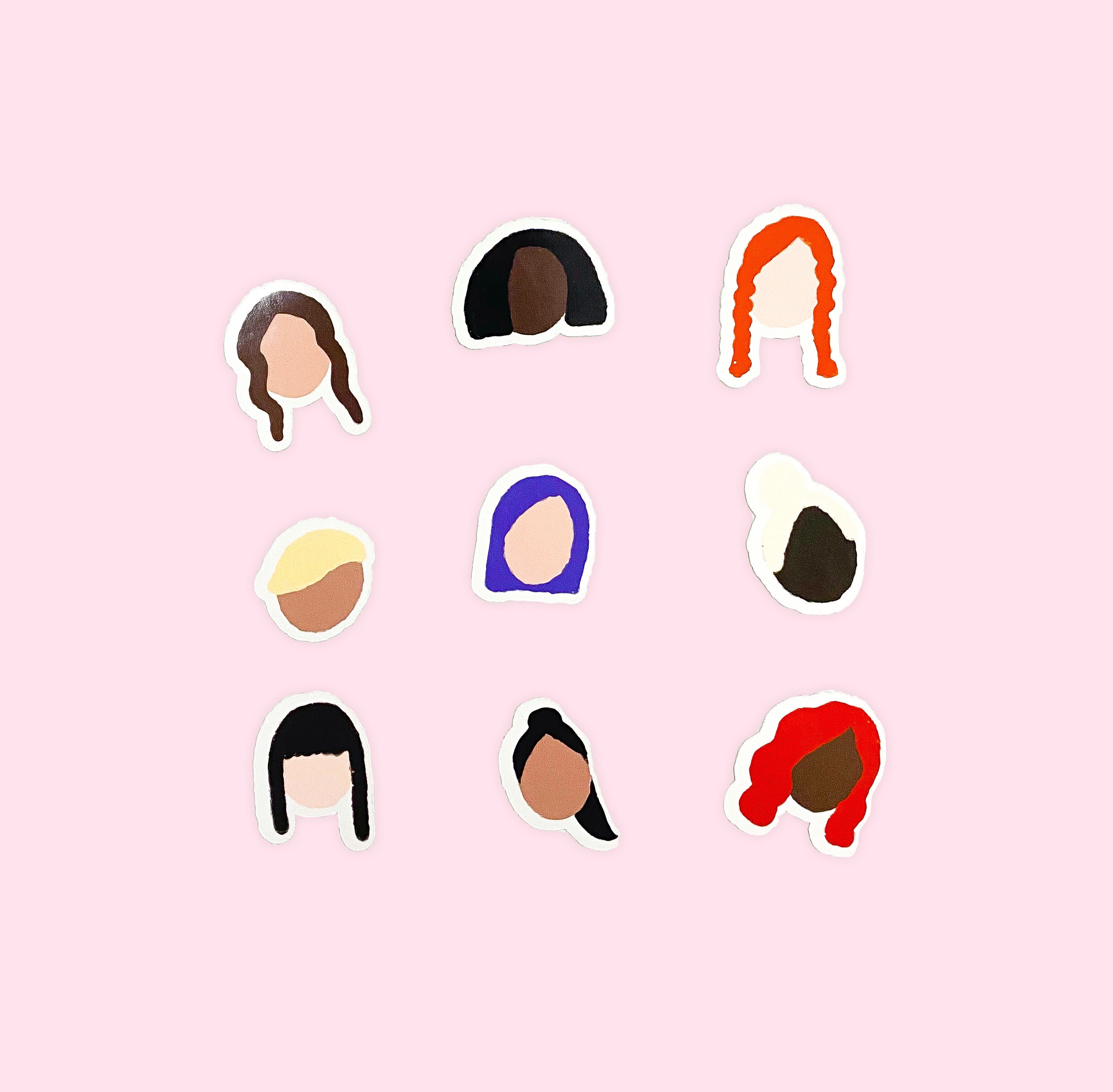 Girls Sticker Set Cute Illustrated Women Hairstyles Stickers | Etsy