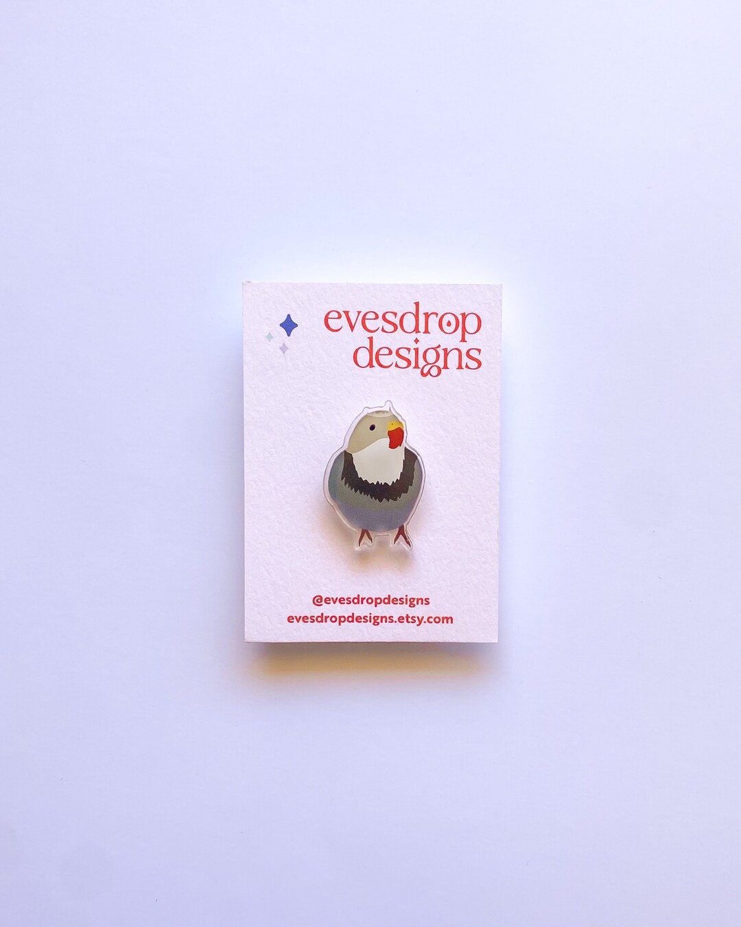 Princess Parrot Pin Cute Illustrated Bird in Tiara Acrylic Pin/brooch ...