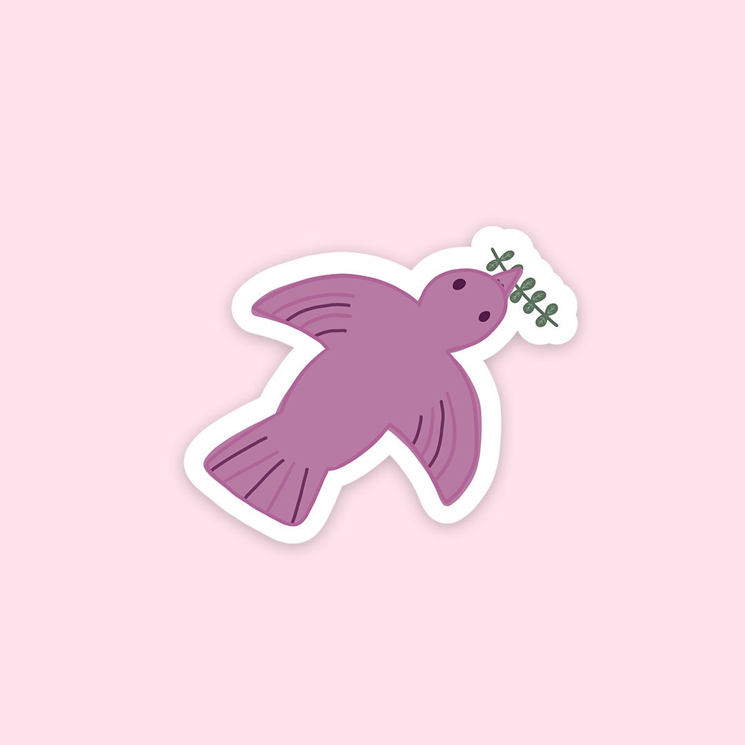 Purple Dove Sticker - Cute Illustrated Animal Bird Die Cut Vinyl ...