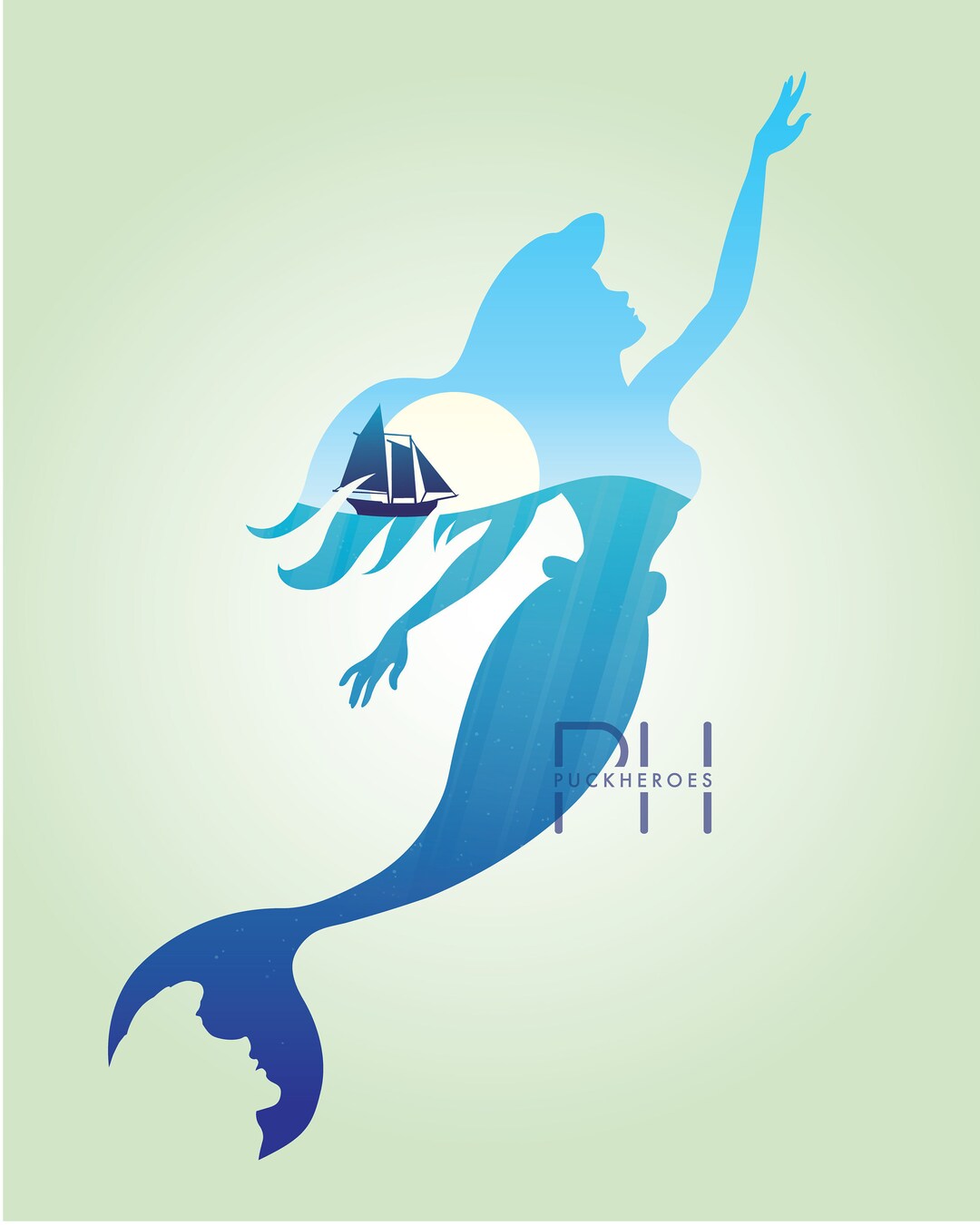 The Little Mermaid Minimalist Design - 8x10 Print - Etsy