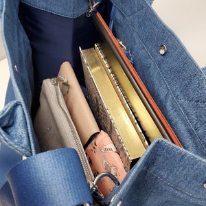 Clarany Denim Book Tote Indigo Denim Spacious and Charming - Etsy