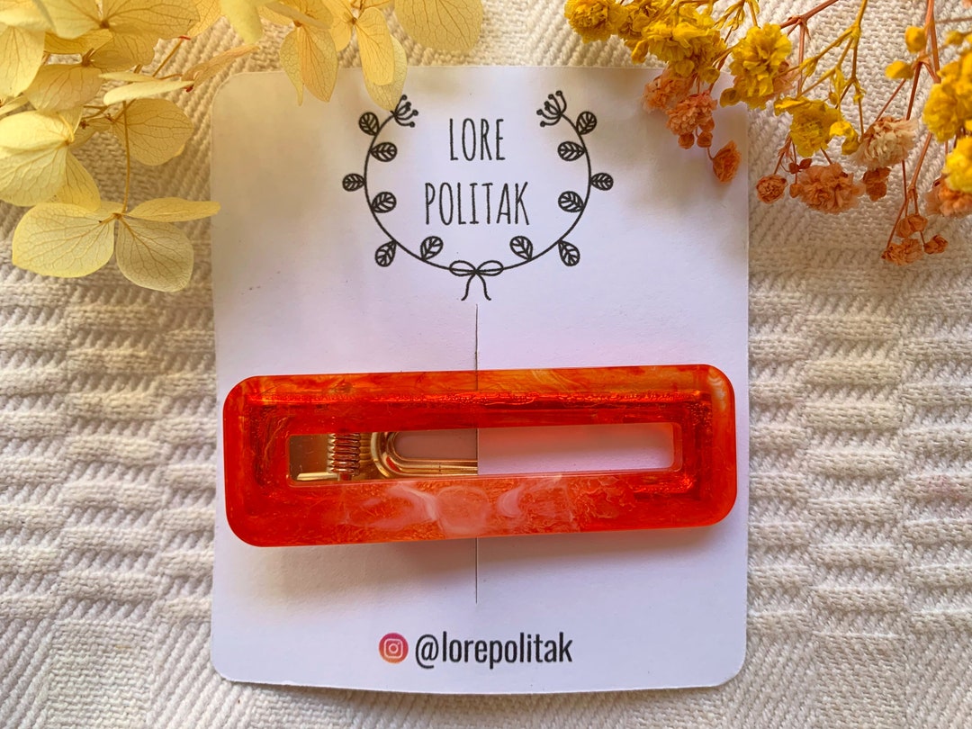 Orange Hair Clip, Spring Hair Accessories, Resin Hair Clips, Gift for ...