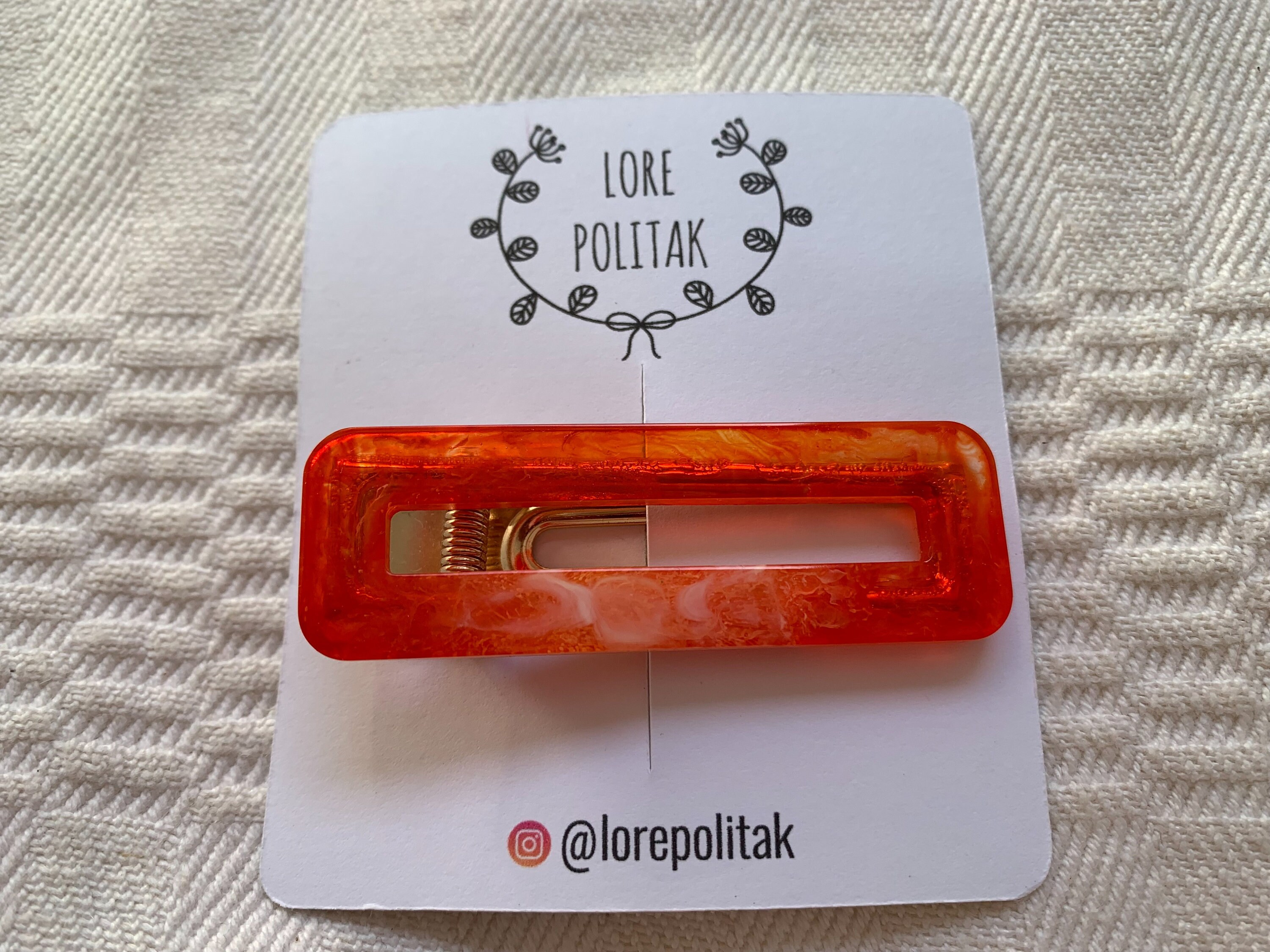 Orange Hair Clip, Spring Hair Accessories, Resin Hair Clips, Gift for ...