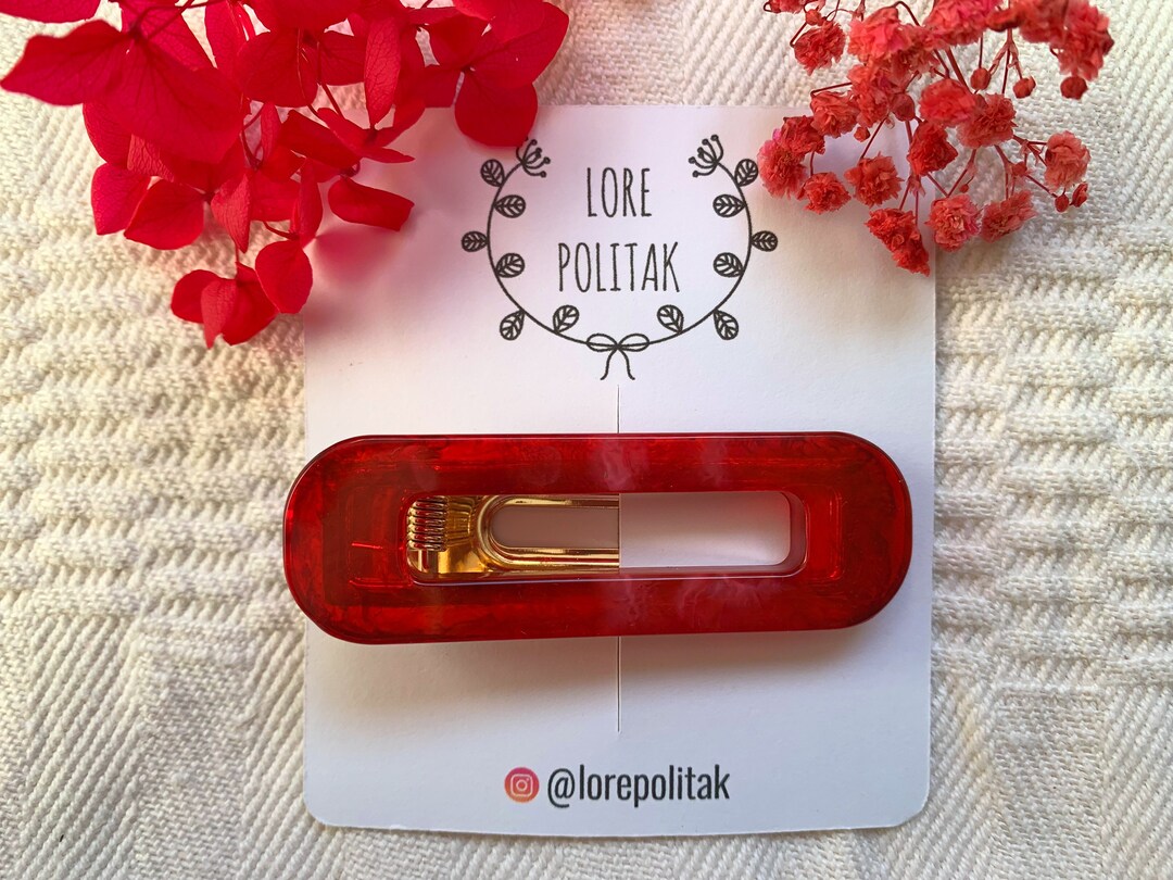 Red Hair Barrette, Red Hair Clips, Resin Hair Clips, Gift for Her ...