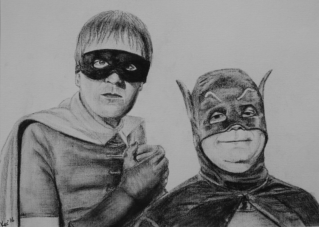 Only Fools and Horses Batman ORIGINAL ART Charcoal Portrait on Canvas ...