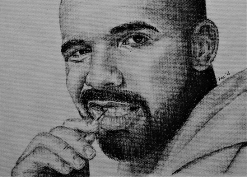 Drake Charcoal Portrait A4 Giclée Art Print - Etsy