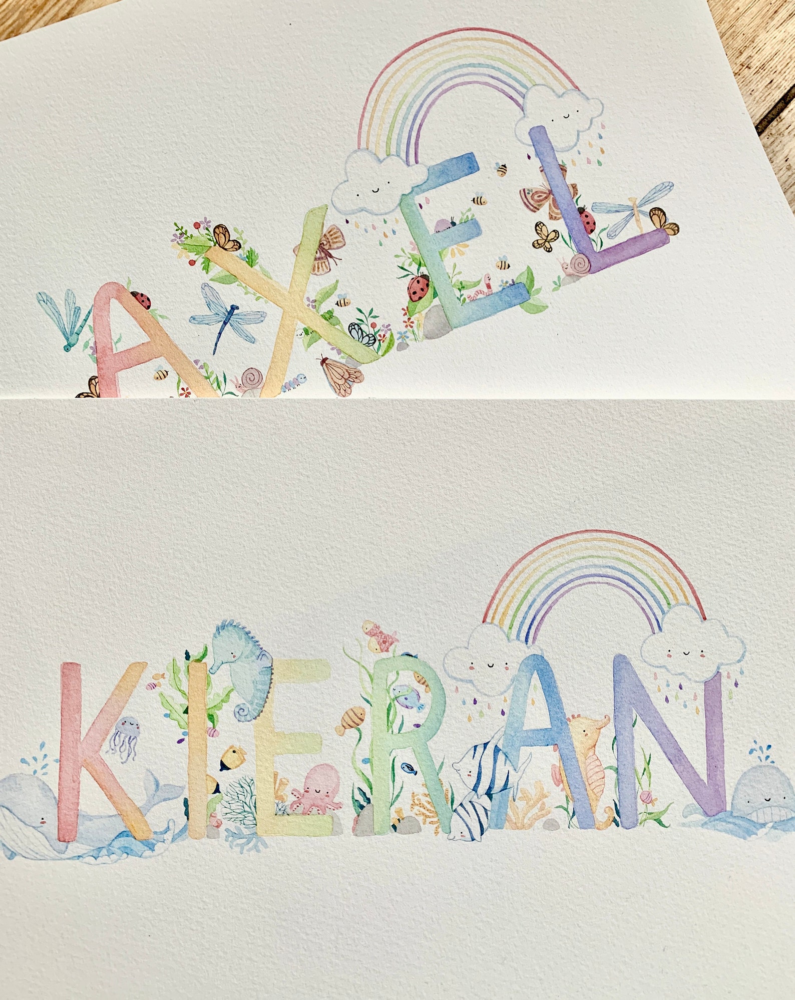 Personalised Baby Name Painting nursery gift watercolour | Etsy