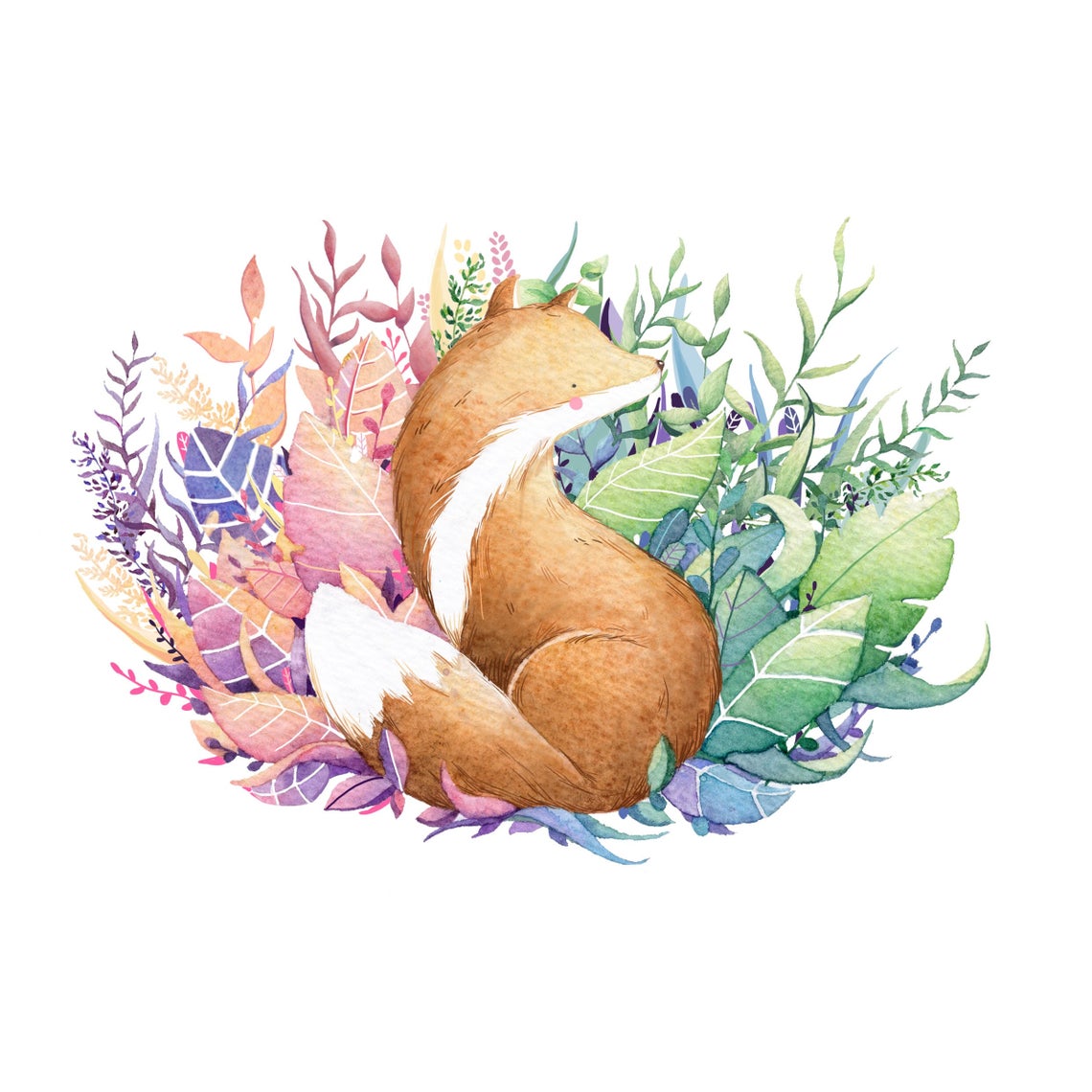 Leafy Fox Print A4 Fox Illustration Leafy Print Nursery Print Nursery ...
