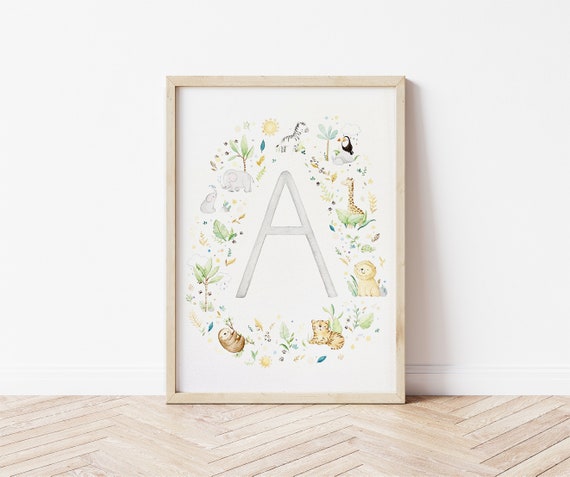 Personalised Baby Name Safari Painting Watercolour Painting | Etsy