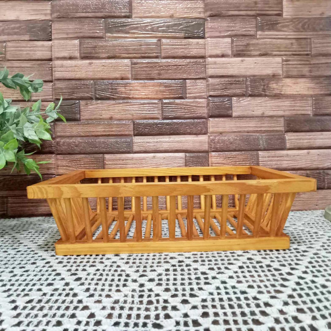 Really Nice Wood Stick Basket, Rectangular Open Weave Basket Tray for ...
