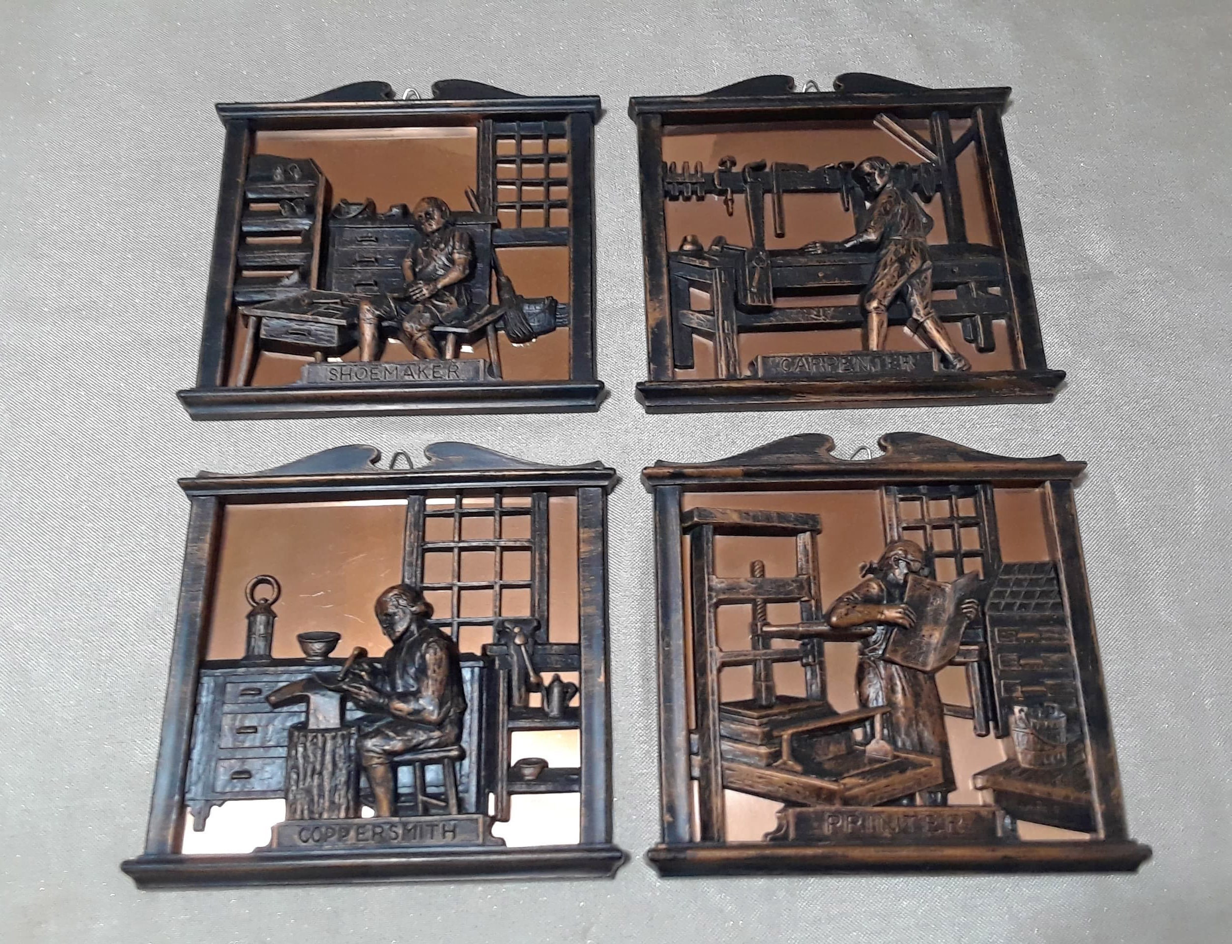 Coppercraft Guild Collection Set of 4, Shoemaker Coppersmith Printer ...