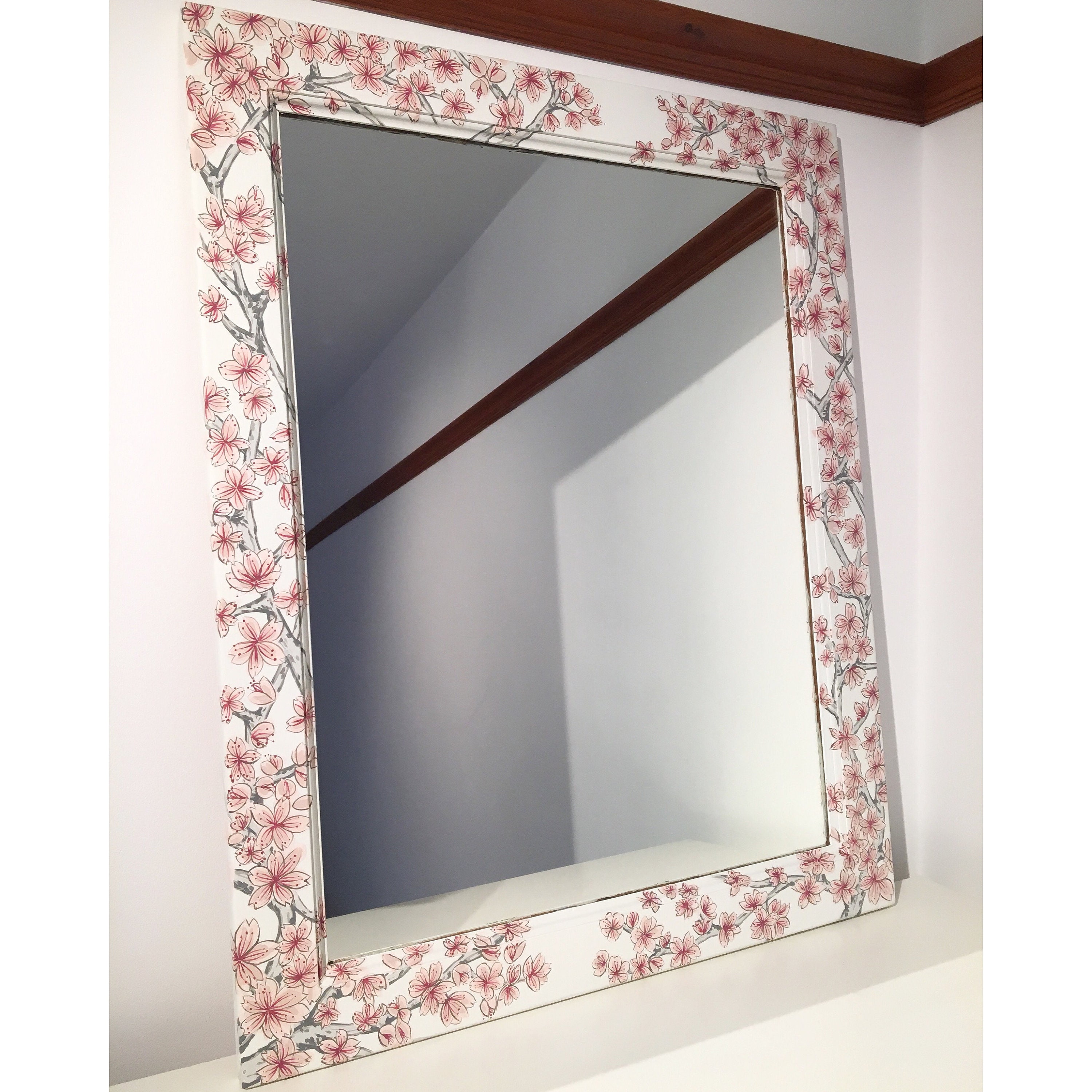 The Sakura Mirror Hand Painted Cherry Blossom Mirror by CLD - Etsy