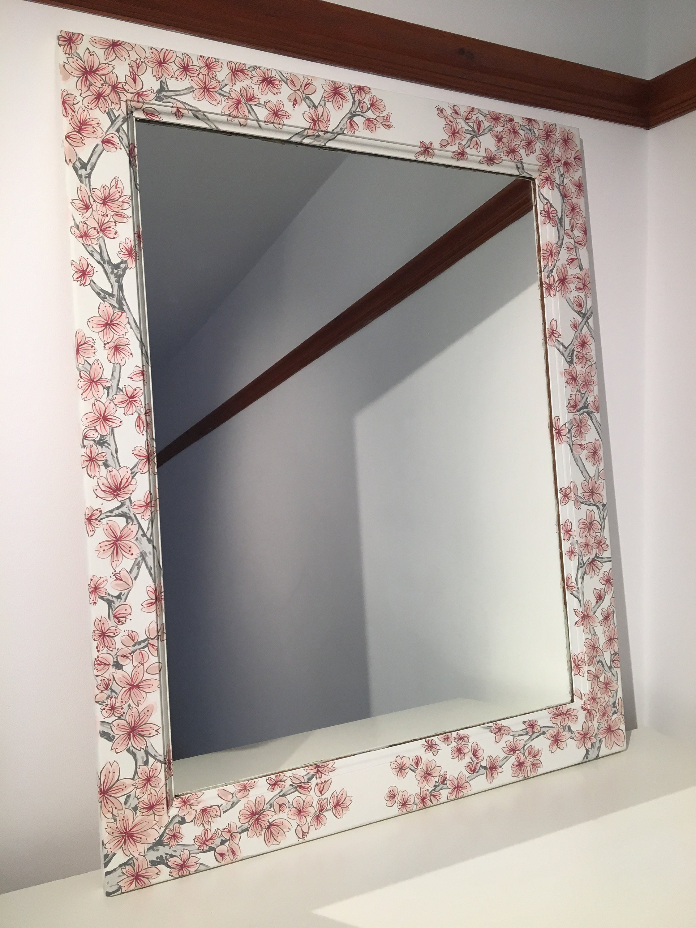 The Sakura Mirror Hand Painted Cherry Blossom Mirror by CLD - Etsy