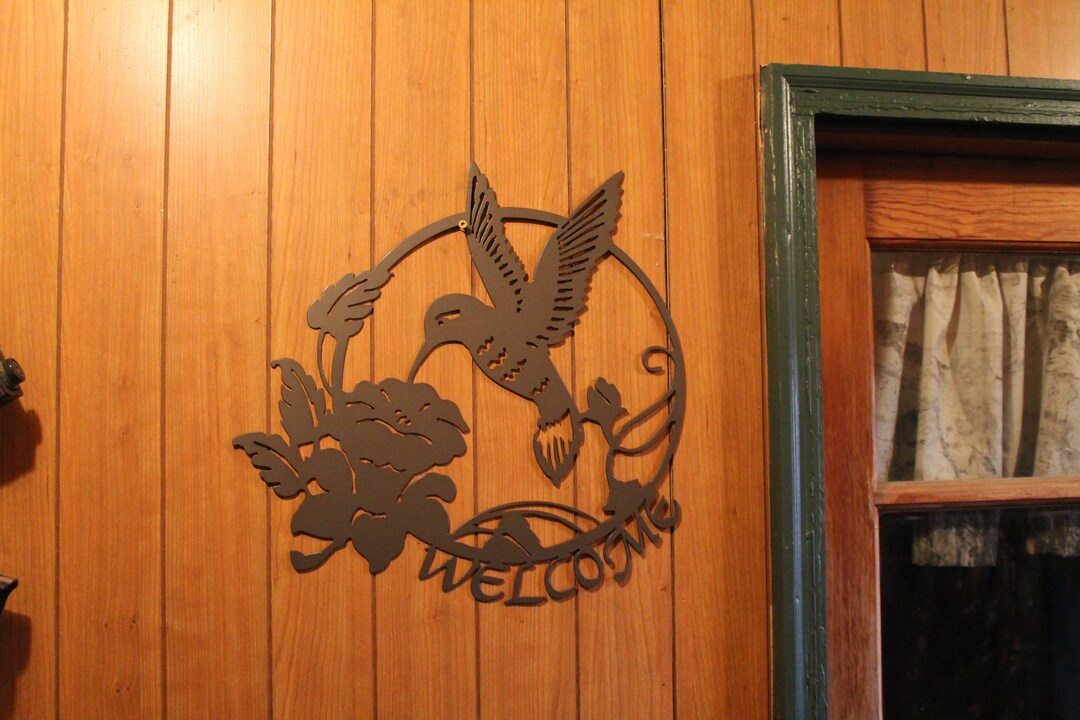 Hummingbird Welcome Metal Sign - Etsy