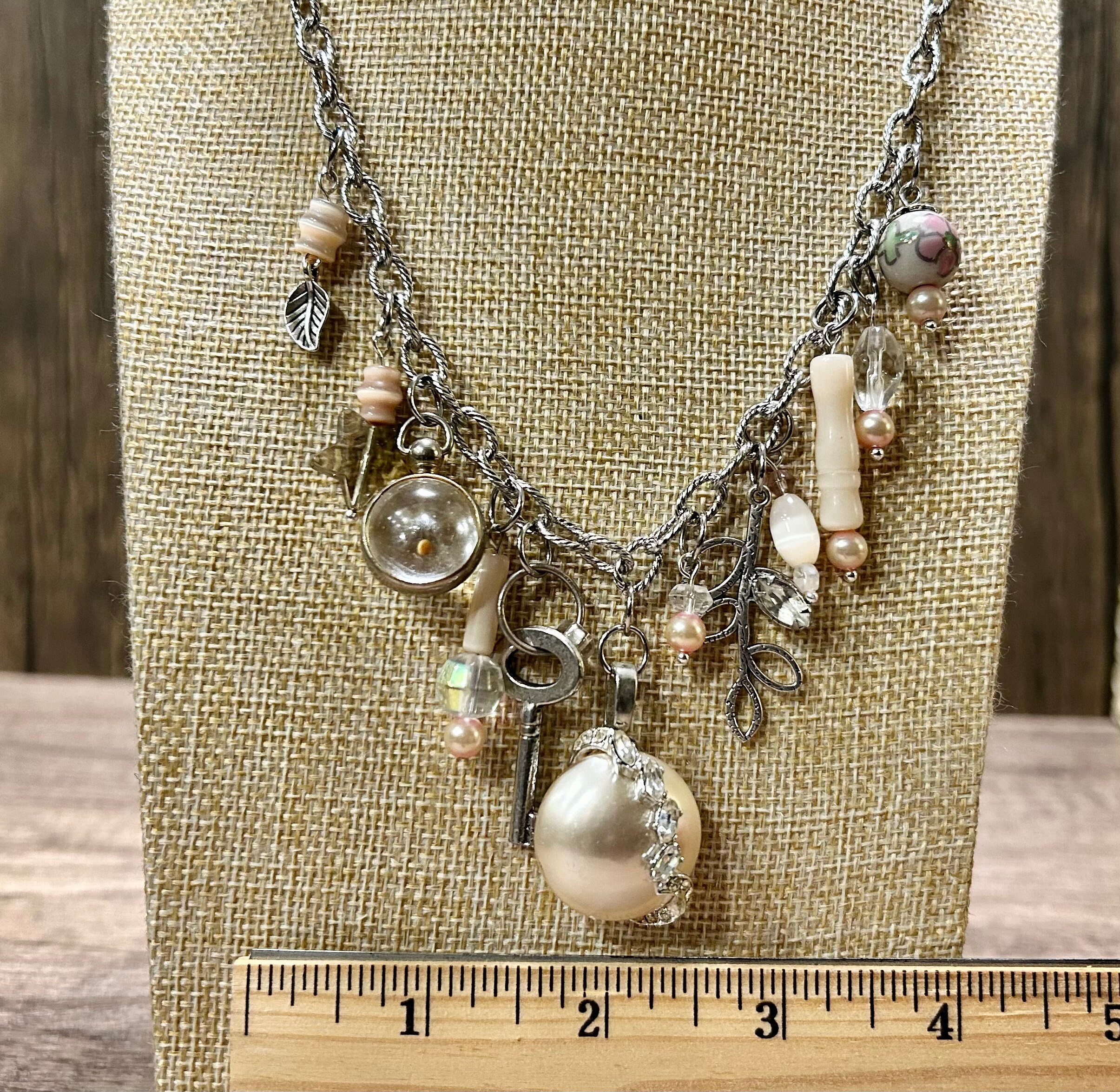 Pink Blush Cotton Candy Vintage Assemblage 18 Textured Chain Necklace ...