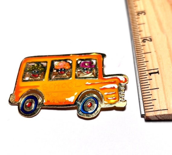 Vintage School Bus Cloisonne Pin Brooch Gift for Her … - Gem
