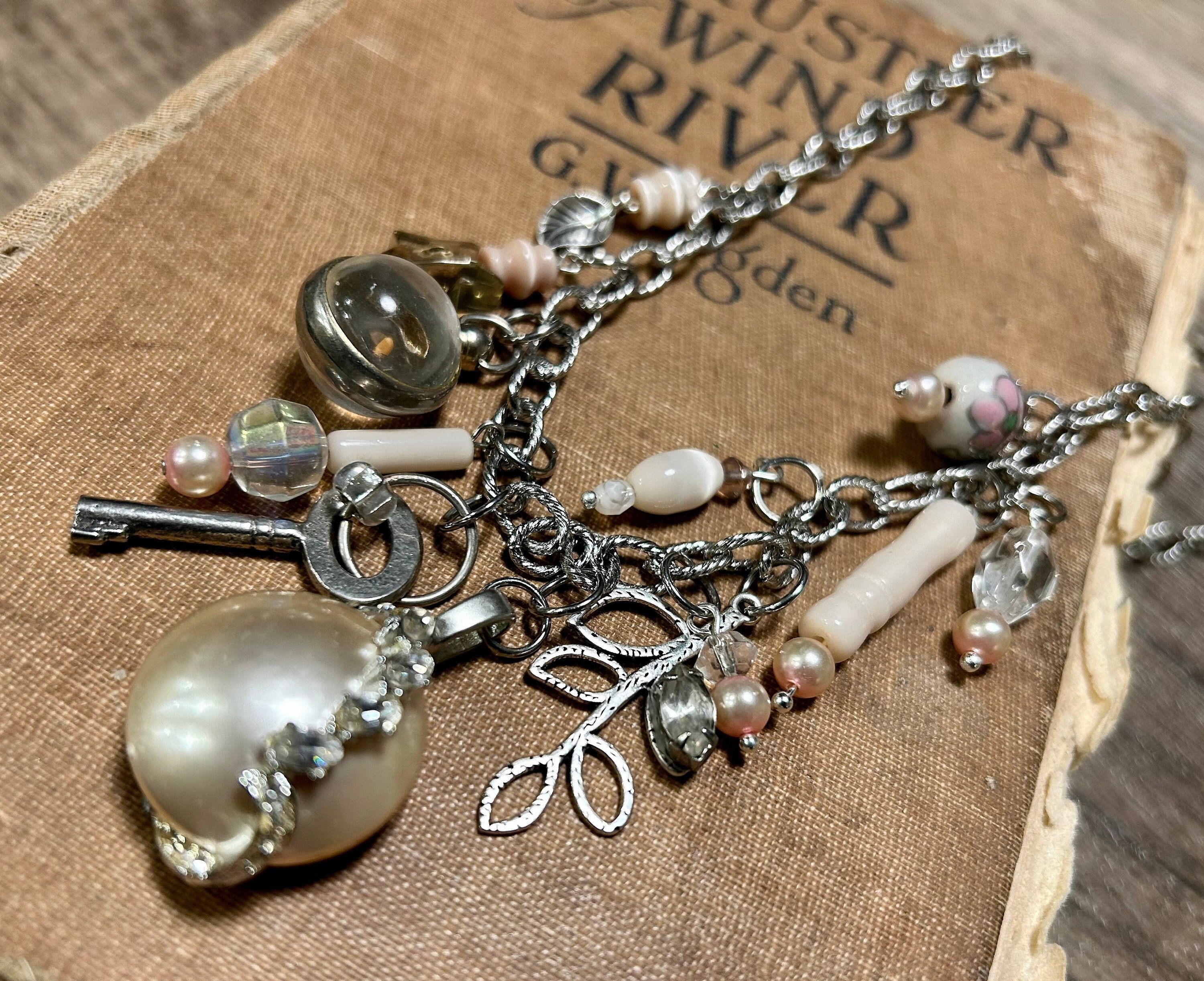 Pink Blush Cotton Candy Vintage Assemblage 18 Textured Chain Necklace ...