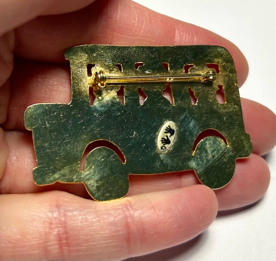 Vintage School Bus Cloisonne Pin Brooch Gift for Her … - Gem