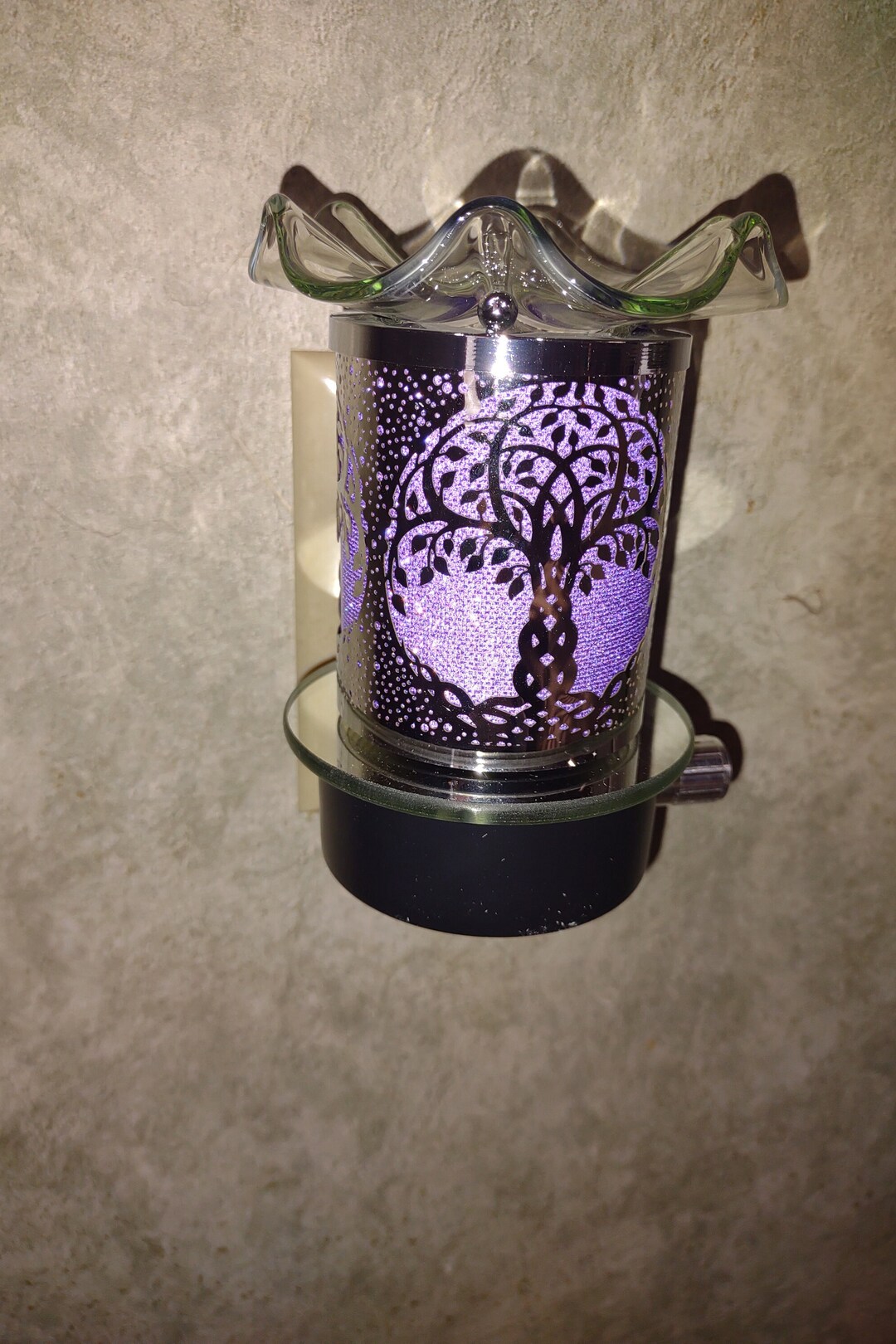 Silver and Purple Tree of Life Design Aroma Diffuser Oil Warmer Plugin ...