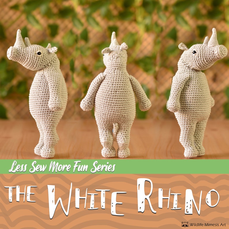 Amigurumi Elephant, Hippopotamus, White Rhino, African Buffalo Crochet Patterns Less Sew More ...
