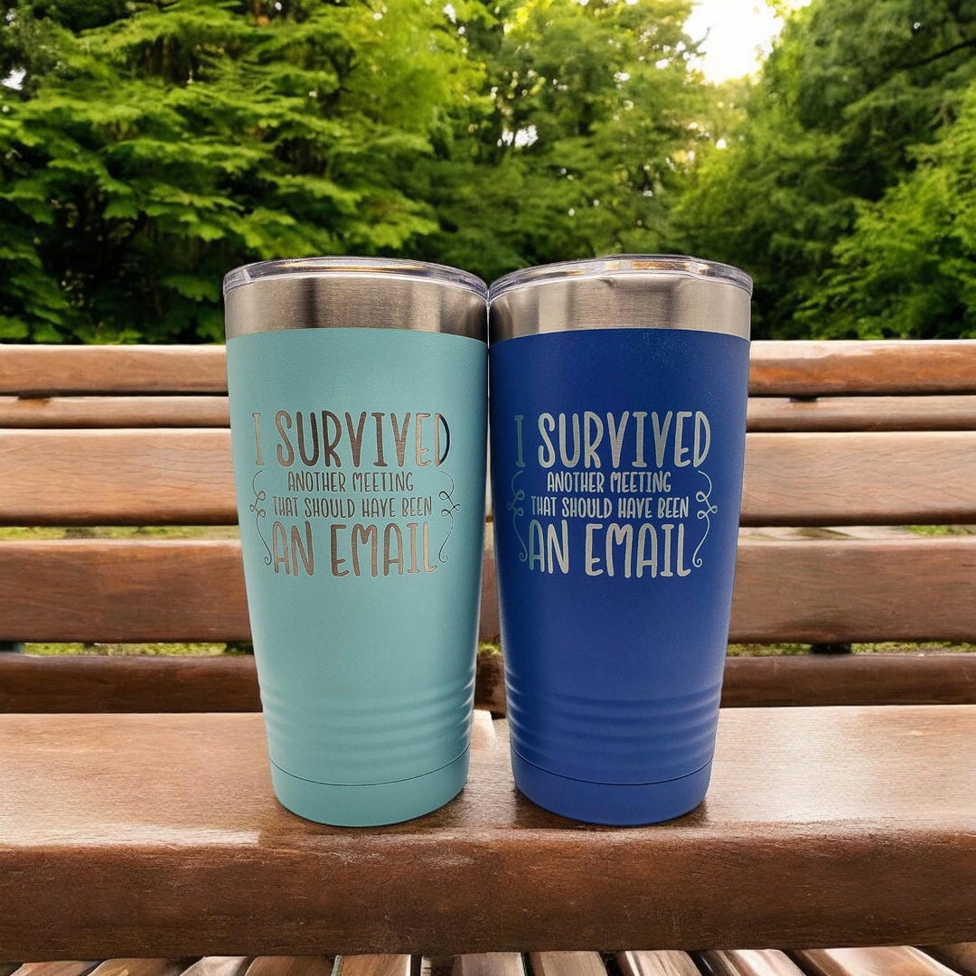 I Survived Another Meeting - Funny Workplace Engraved Polar Camel ...