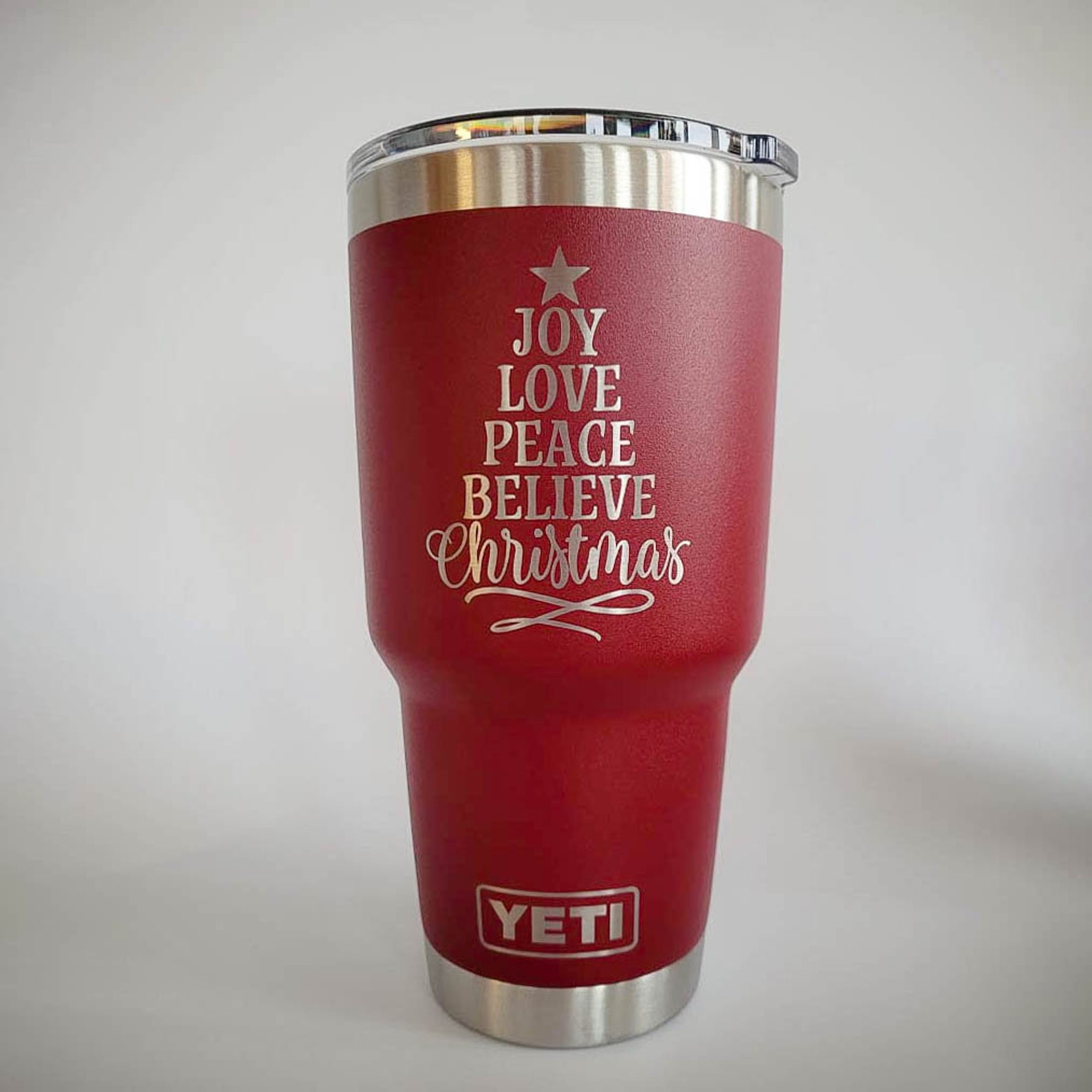 Joy Love Peace Believe Engraved Christmas YETI Rambler Tumbler - Etsy