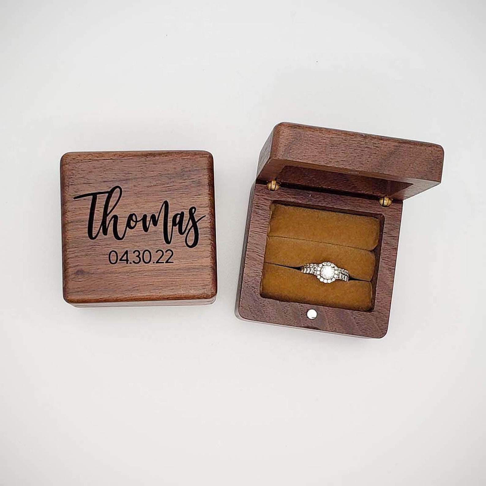 Personalized Engraved Ring Box Wood Ring Box Anniversary - Etsy