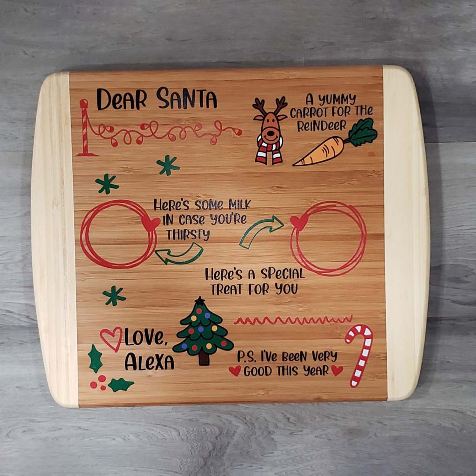 Personalized Santa Tray Dear Santa Holiday Treat Board | Etsy