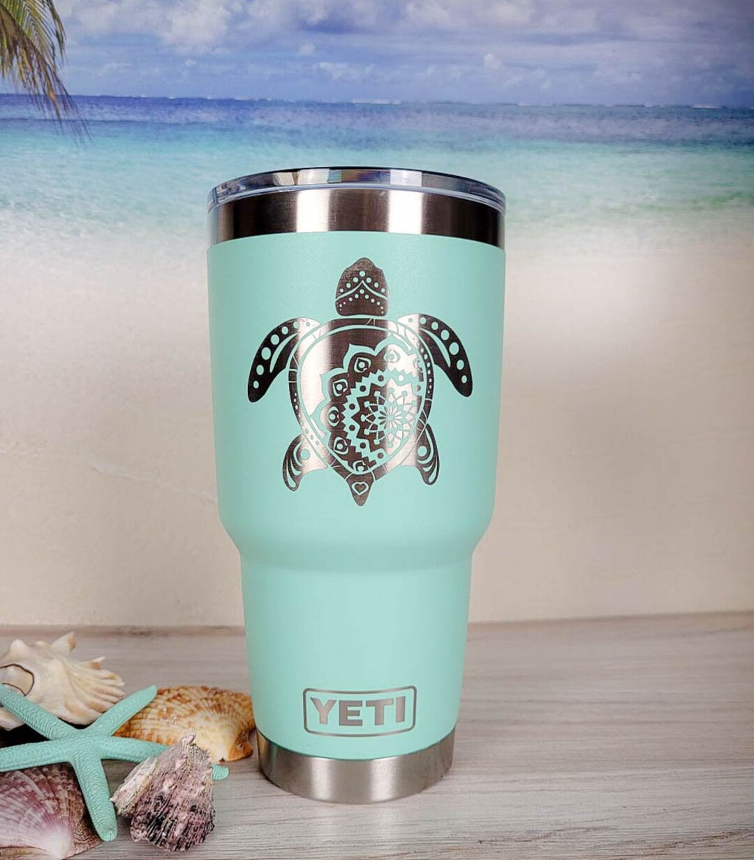 Sea Turtle Mandala Engraved YETI Rambler Tumbler Engraved Tumbler ...