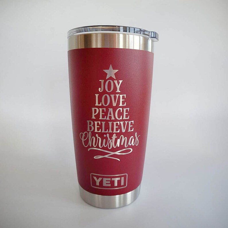 Joy Love Peace Believe Engraved Christmas YETI Rambler Tumbler - Etsy