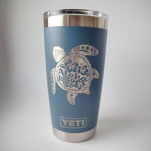 Sea Turtle Aloha Mandala Engraved YETI Rambler Tumbler Engraved Tumbler ...