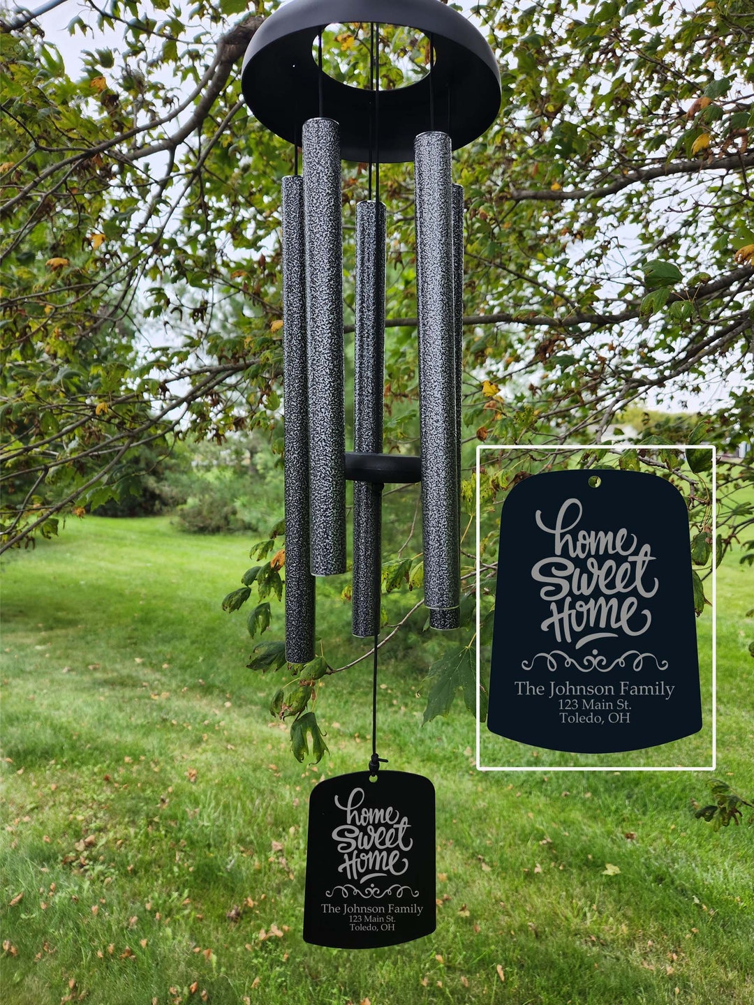 Home Sweet Home Personalized Engraved Wind Chime | Housewarming Gift ...