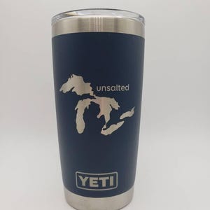 Michigan Great Lakes Unsalted Engraved YETI Rambler Tumbler | Michigan ...