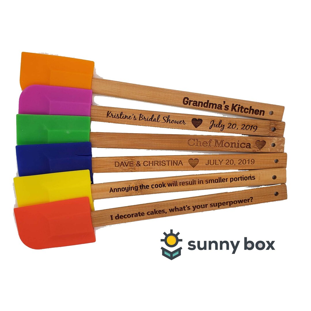 Laser Engraved Personalized Silicone Spatula With Bamboo Handle ...