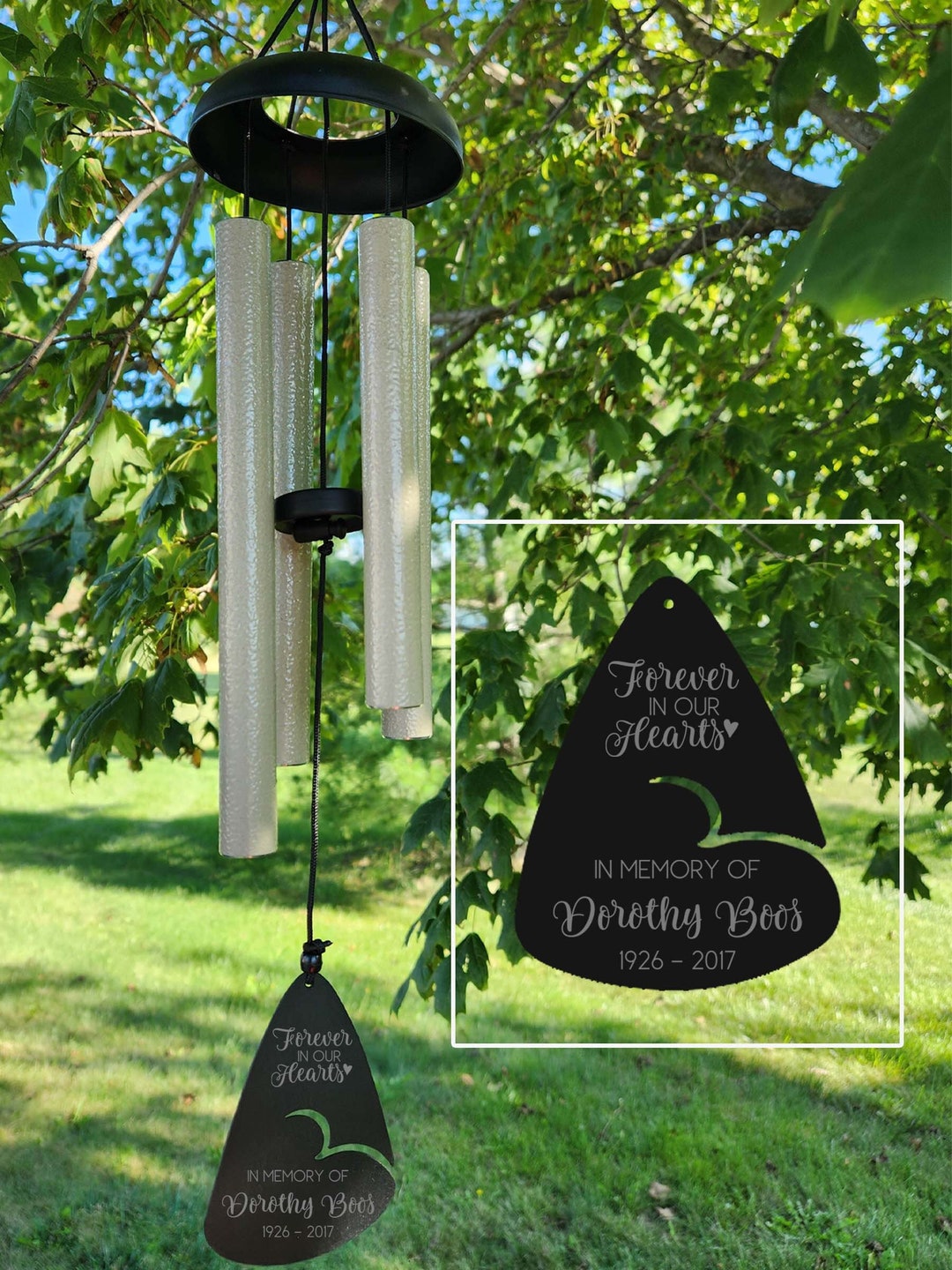 Forever in Our Hearts Personalized Engraved Memorial Wind Chime ...