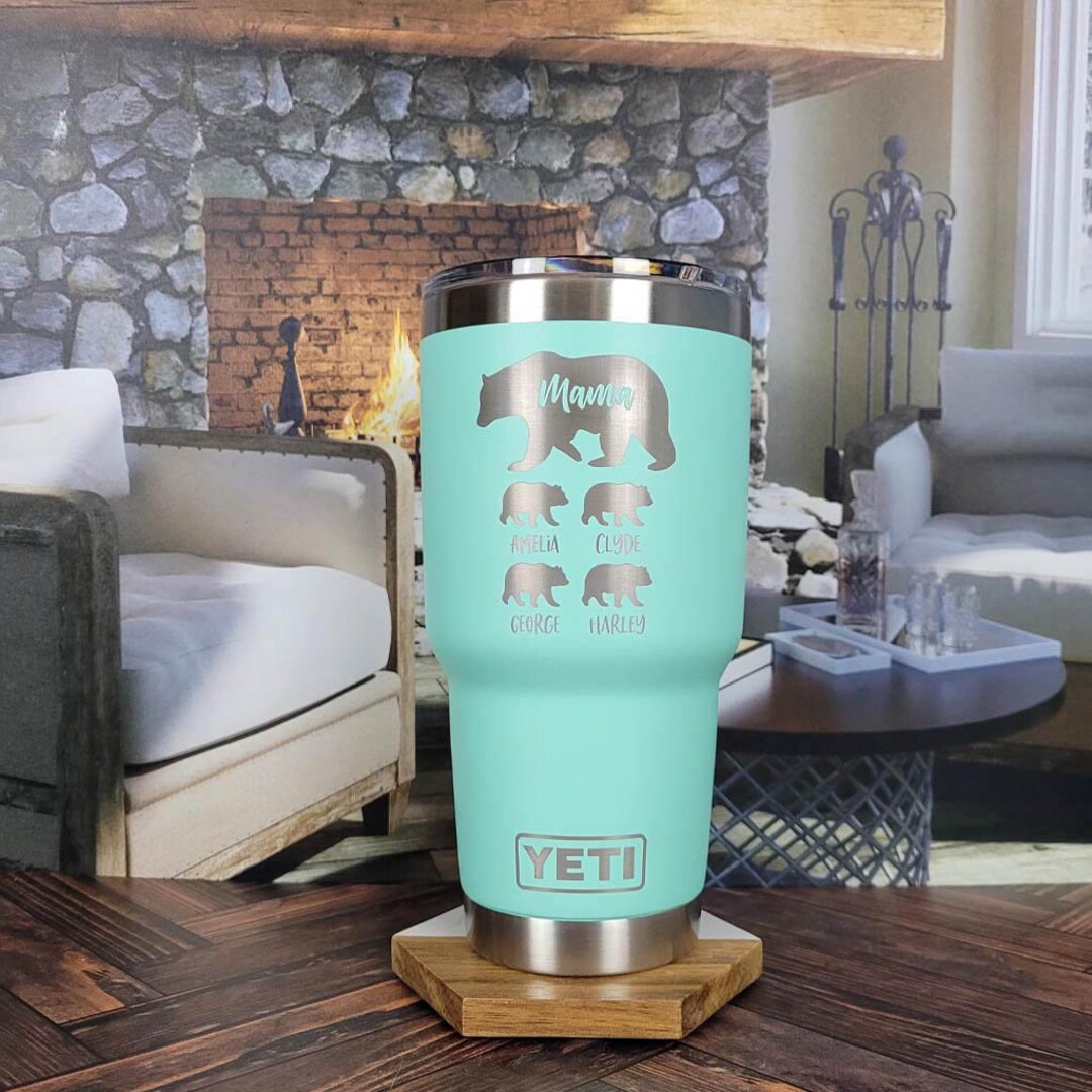 Mama Bear With Cubs Laser Engraved YETI Rambler Tumbler Mother's Day ...