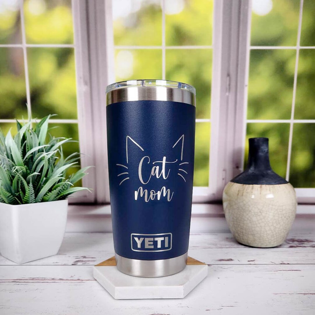 Cat Mom Engraved YETI Rambler Tumbler Rescue Mama Fur Mom Cat Lover ...
