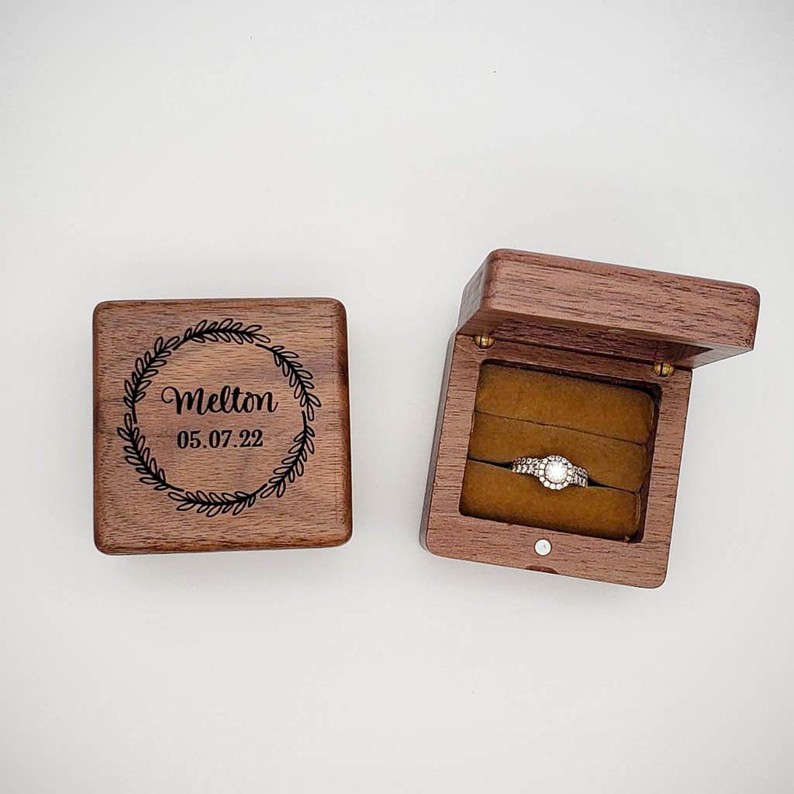 Personalized Engraved Ring Box Wood Ring Box Anniversary | Etsy