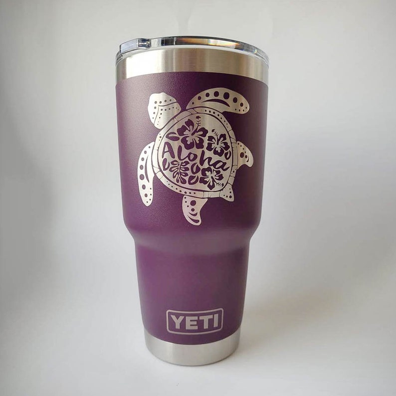 Sea Turtle Aloha Mandala Engraved YETI Rambler Tumbler - Etsy