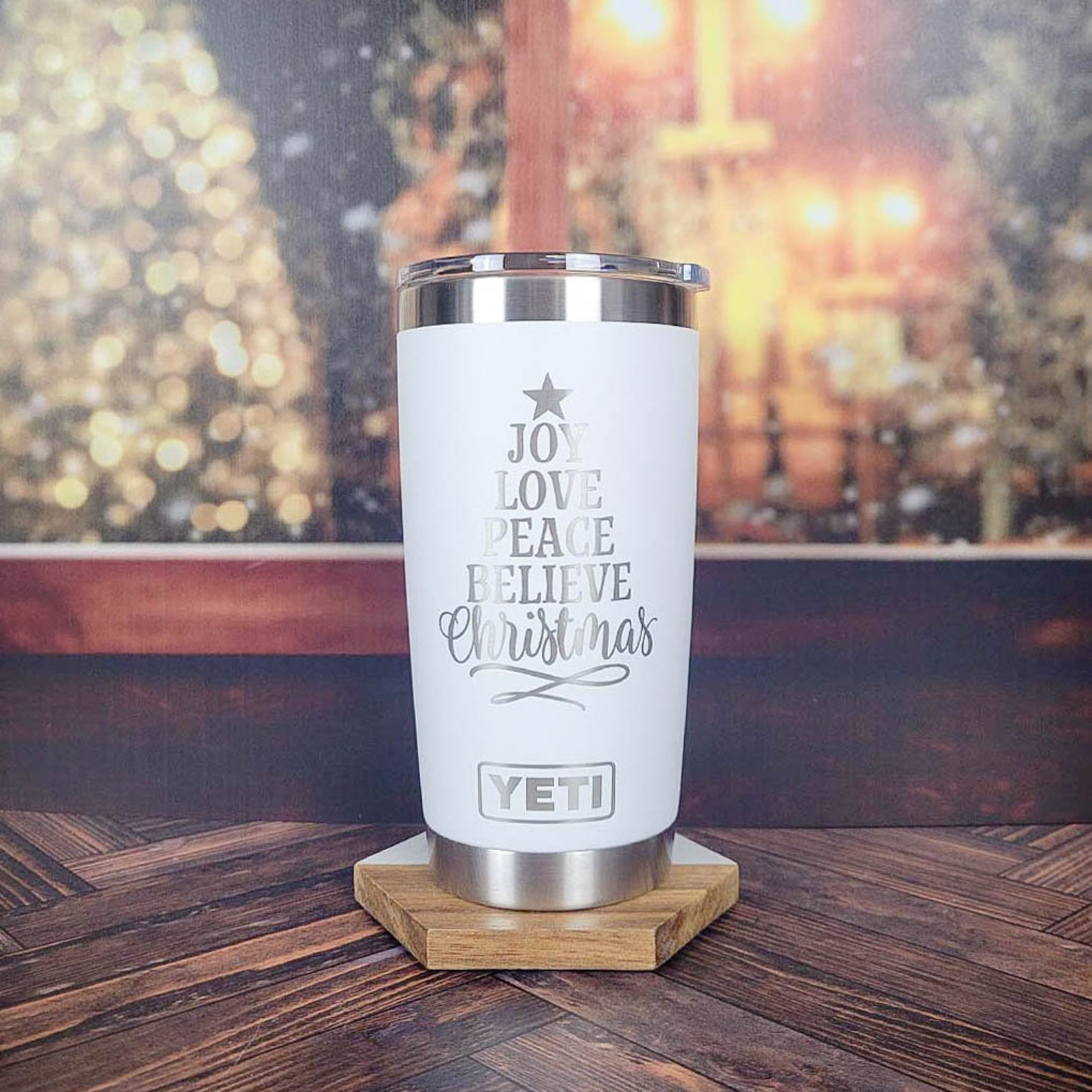 Joy Love Peace Believe Engraved Christmas YETI Rambler Tumbler - Etsy