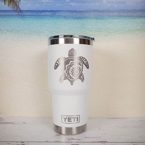 Sea Turtle Mandala Engraved YETI Rambler Tumbler Engraved Tumbler ...