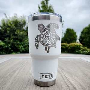 Sea Turtle Aloha Mandala Engraved YETI Rambler Tumbler Engraved Tumbler ...