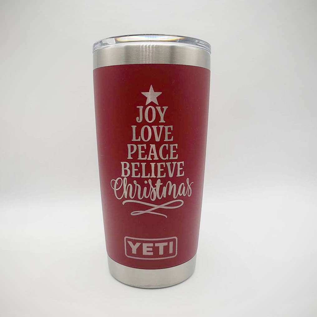 Joy Love Peace Believe Engraved Christmas YETI Rambler Tumbler | Etsy