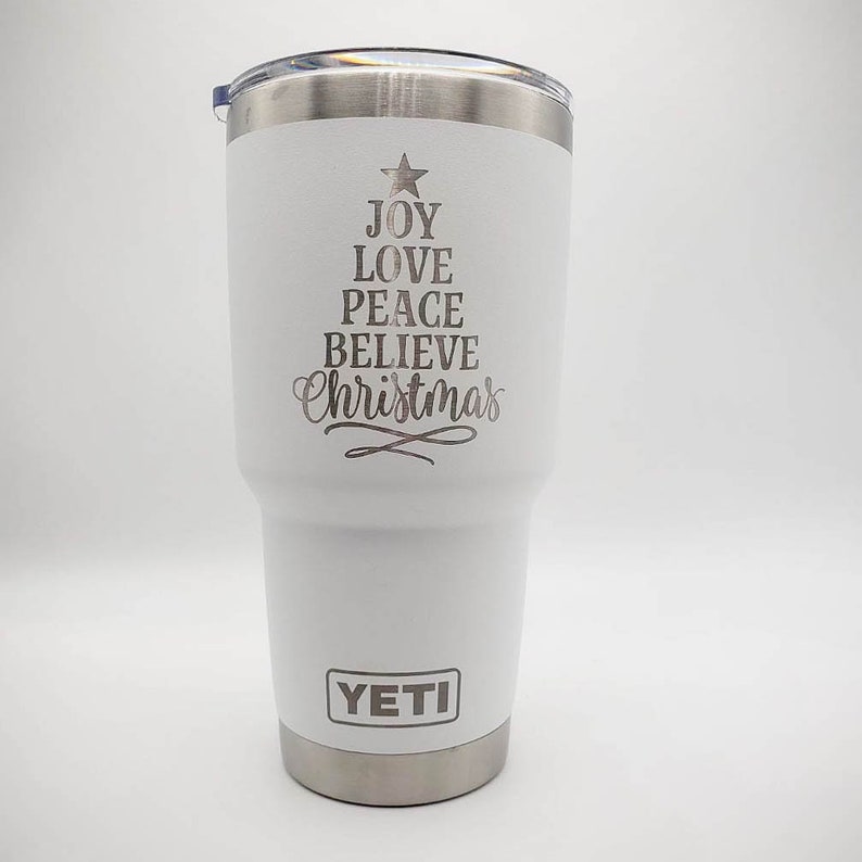 Joy Love Peace Believe Engraved Christmas YETI Rambler Tumbler - Etsy
