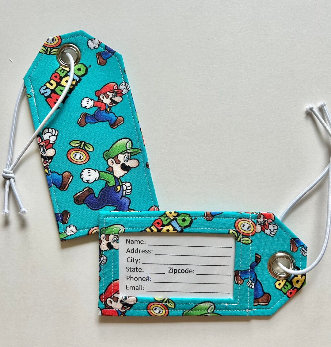 Nintendo Super Mario Bros. Fabric Luggage Tag Teal, Fabric ID Tag ...