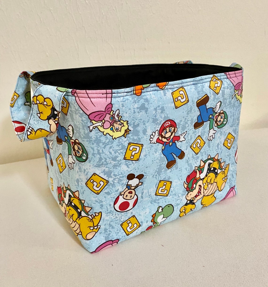 Nintendo Super Mario Bros. & Friends Gray-blue Blocks, Fabric Bin ...